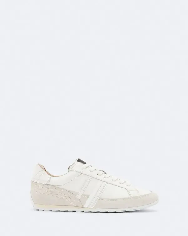 ALLSAINTS Liam Leather And Suede Low-top Sneakers - White/white