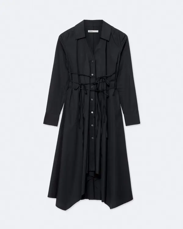 ALLSAINTS Marley Asymmetric Cotton-poplin Shirt Dress - Black