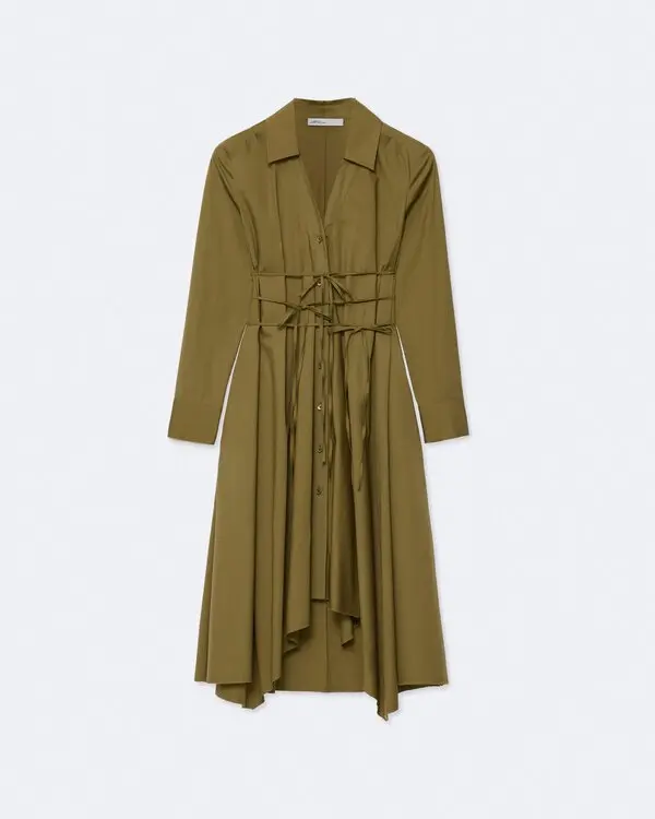 ALLSAINTS Marley Asymmetric Cotton-poplin Shirt Dress - Green