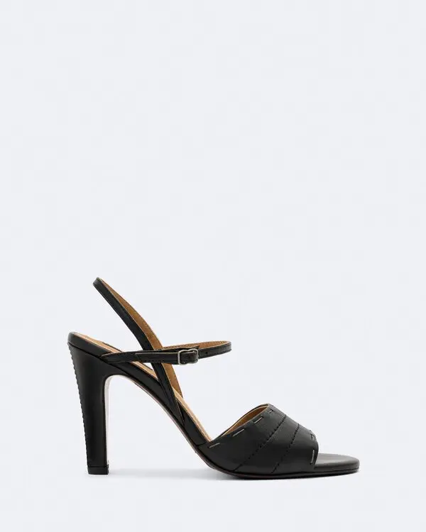 ALLSAINTS Lila Leather Heeled Sandals - Black