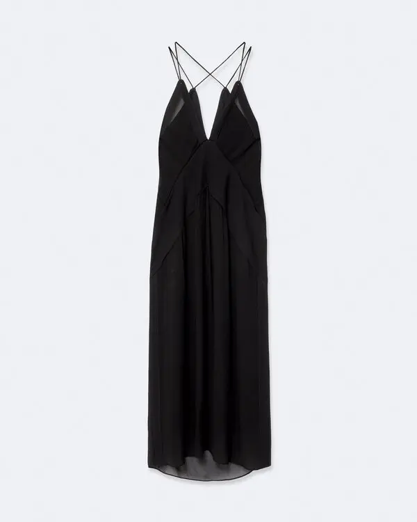 ALLSAINTS Fawn Viscose Midi Slip Dress - Black