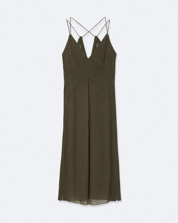 ALLSAINTS Fawn Viscose Midi Slip Dress - Green