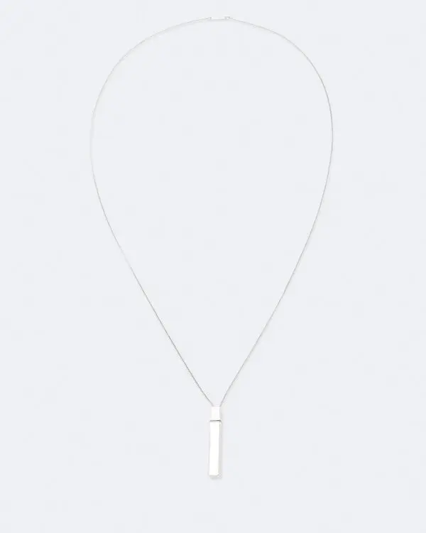 ALLSAINTS Marlo Box Pendant Long Necklace - Warm Silver