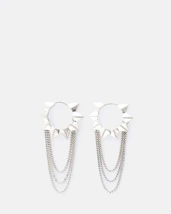 ALLSAINTS Spike Chain-embellished Huggie Earrings - Silver
