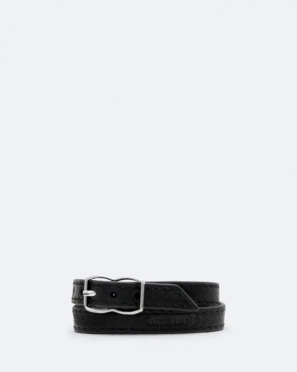 ALLSAINTS Siloh Leather Double-wrap Bracelet - Black