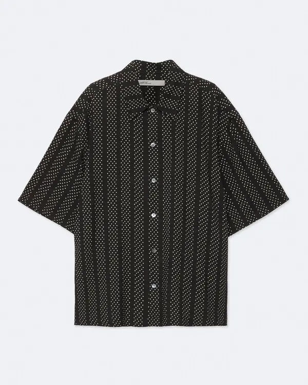 ALLSAINTS Quasar Oversized Polka-dot Shirt - Black/grey