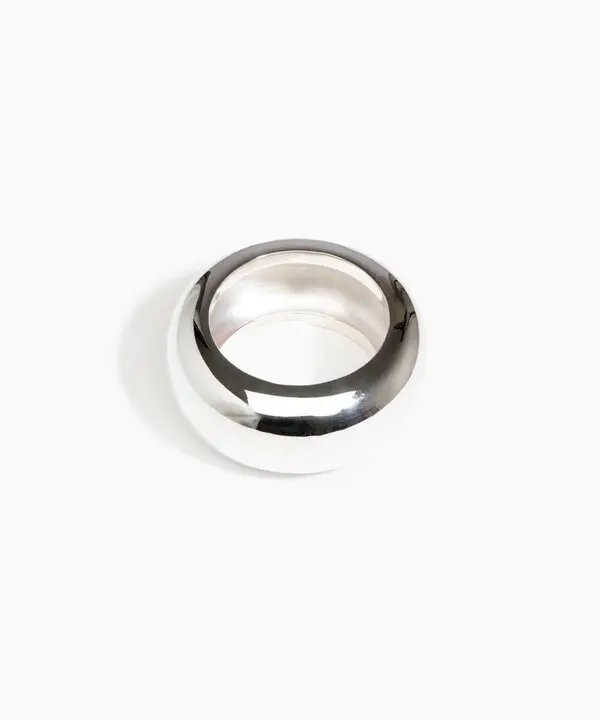 Dinosaur Designs Wide Boulder Bangle By - Silver