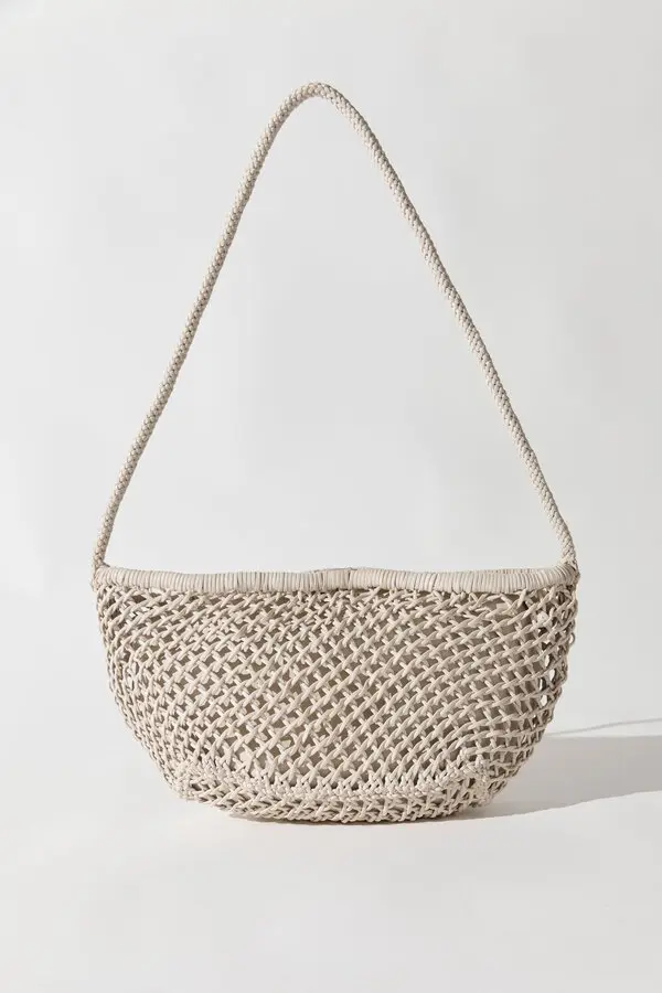 ST. AGNI Mesh Crescent Bag - Ecru