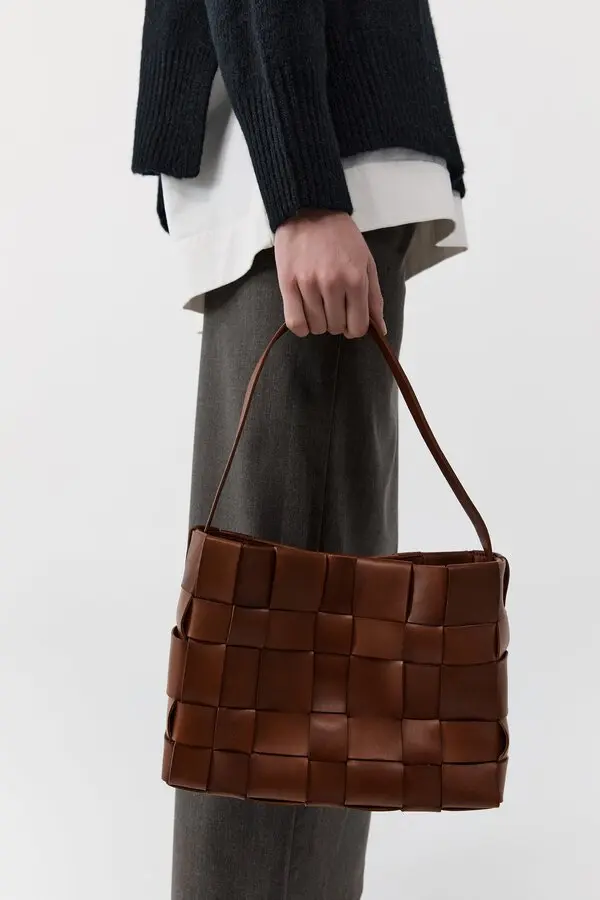ST. AGNI Woven Mini Tote - Chestnut