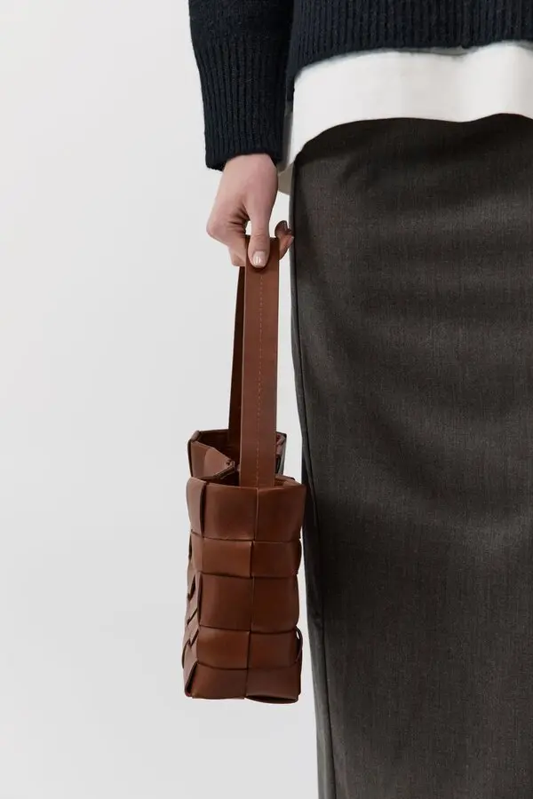 ST. AGNI Woven Mini Tote - Chestnut