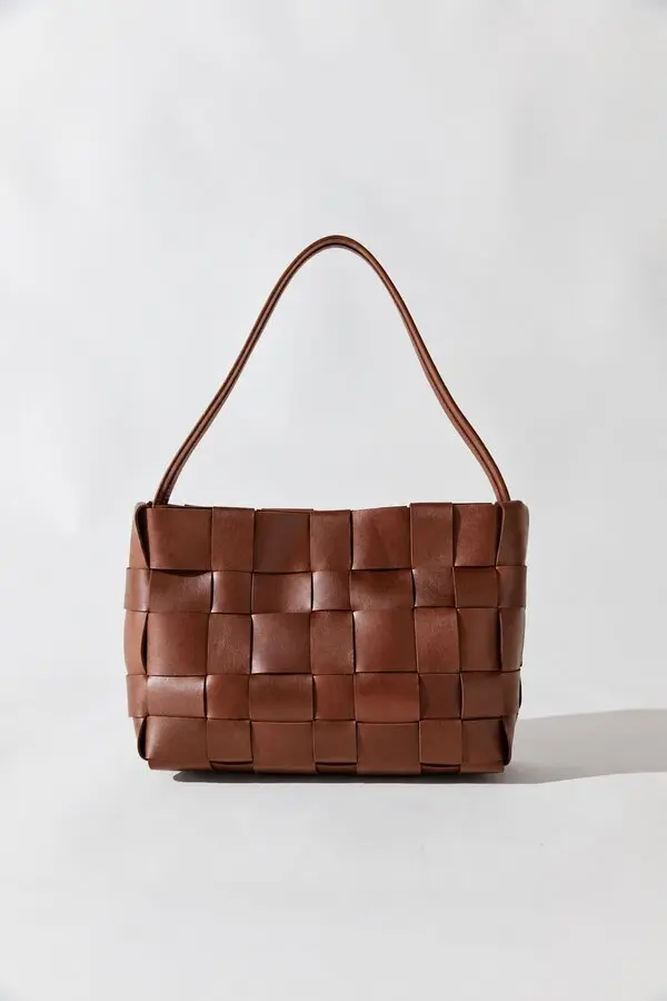 ST. AGNI Woven Mini Tote - Chestnut