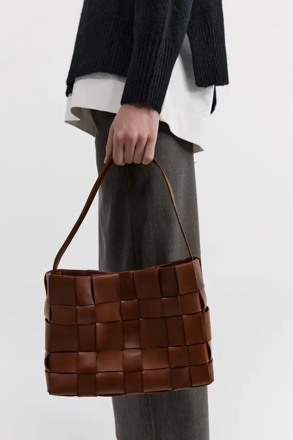 ST. AGNI Woven Mini Tote - Chestnut