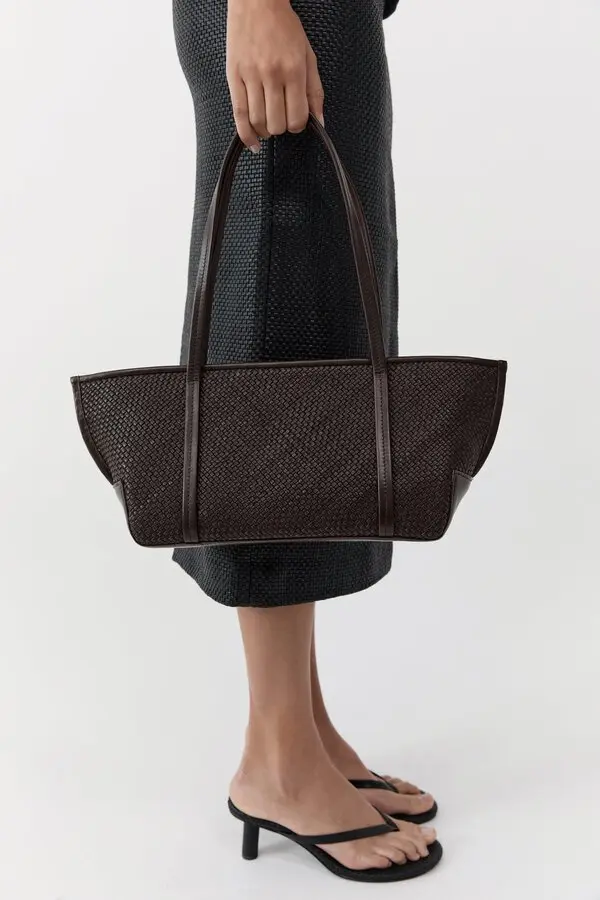 ST. AGNI Woven Slim Bateau Tote