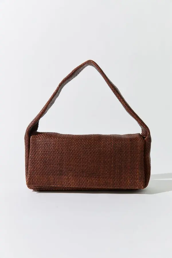 ST. AGNI Woven Slim Satchel - Chestnut