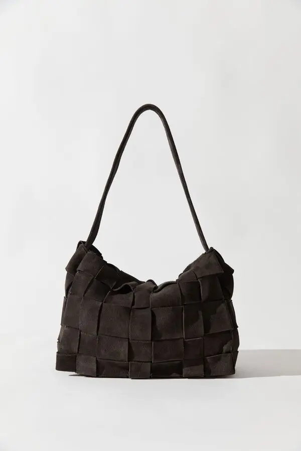 ST. AGNI Suede Woven Envelope Mini Tote