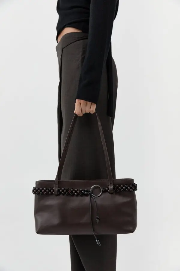 ST. AGNI Bead Belt Detail Bag - Coffee
