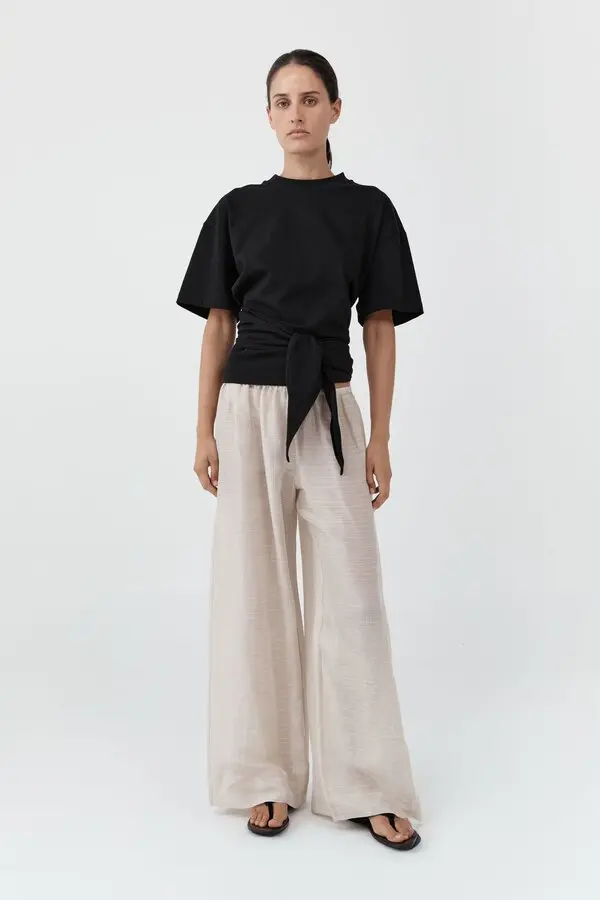ST. AGNI Cotton Jersey Split Back Tee