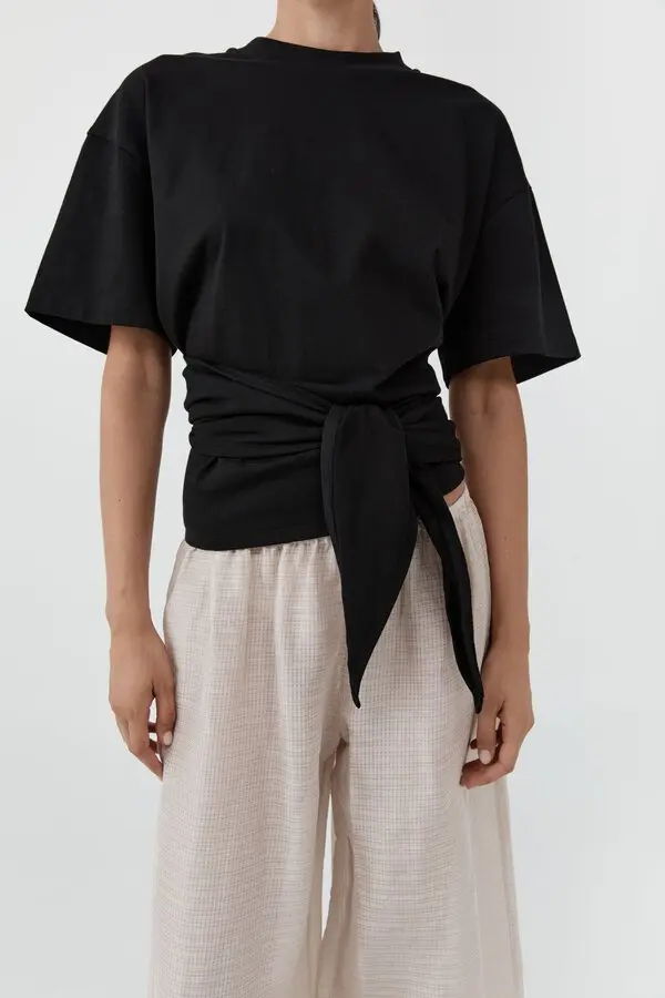 ST. AGNI Cotton Jersey Split Back Tee