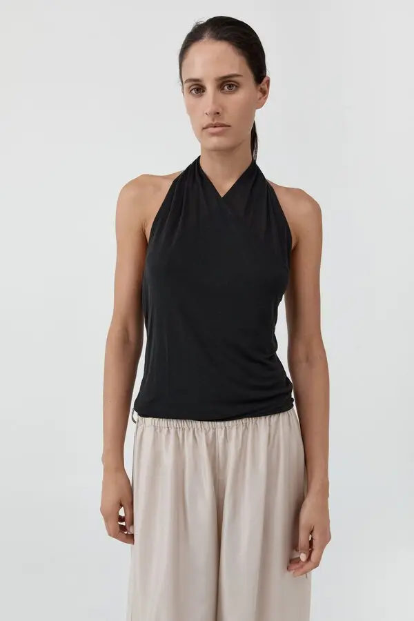 ST. AGNI Fine Jersey Wrap Halter Top