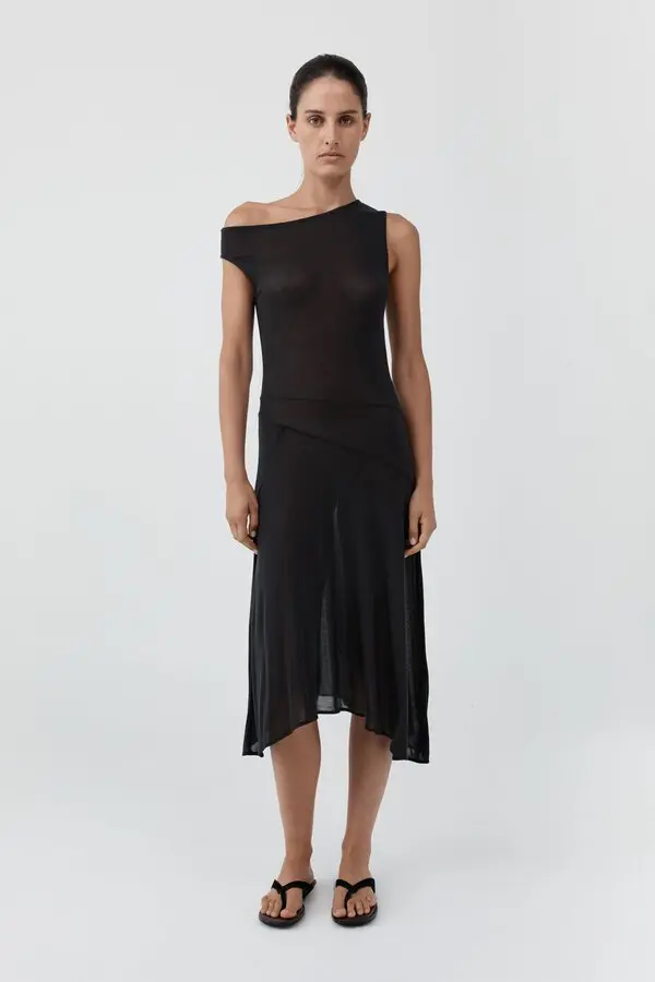 ST. AGNI Fine Jersey Off Shoulder Dress
