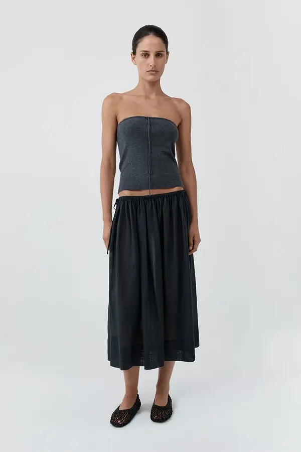 ST. AGNI Transparent Midi Skirt - Black
