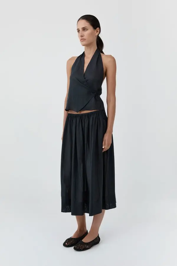 ST. AGNI Transparent Wrap Halter Top