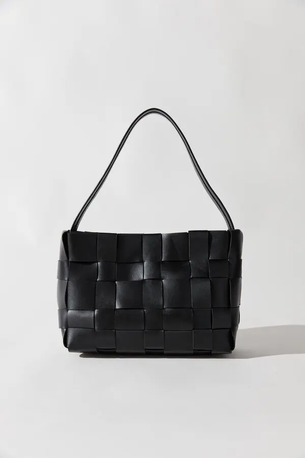 ST. AGNI Woven Mini Tote - Black