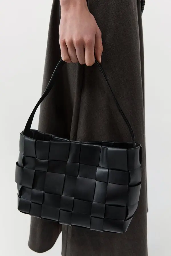 ST. AGNI Woven Mini Tote - Black