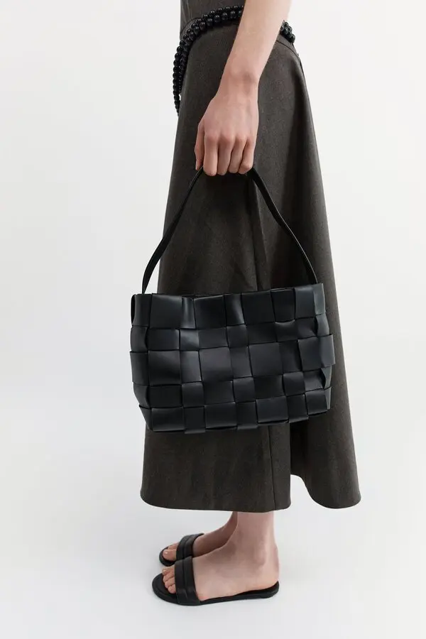 ST. AGNI Woven Mini Tote - Black