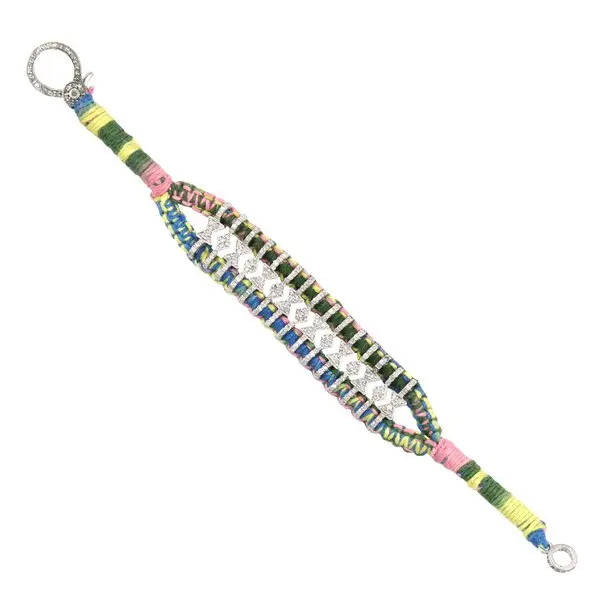 ARTISAN 925 Sterling Silver Diamond Star Multicolor Macramé Bracelet - Gray