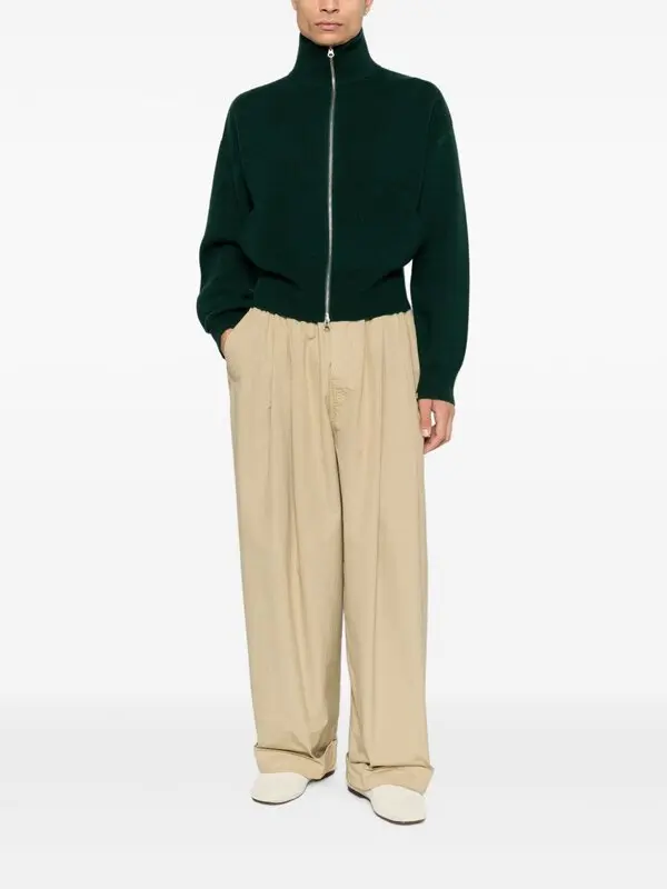 Extreme Cashmere Zip-up High Neck Cashmere Cardigan - Green