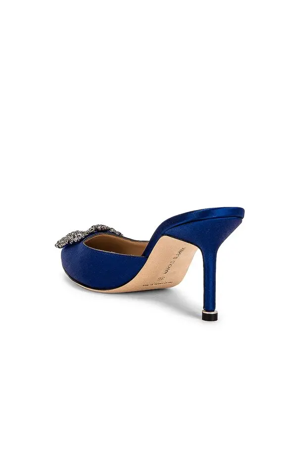 Manolo Blahnik Satin Hangisimu 70 Mule In Royal