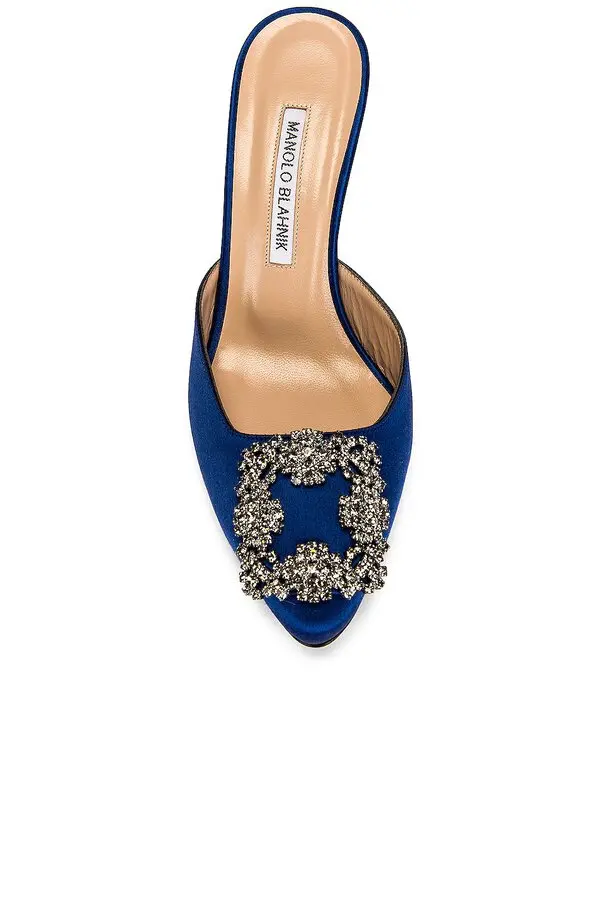 Manolo Blahnik Satin Hangisimu 70 Mule In Royal