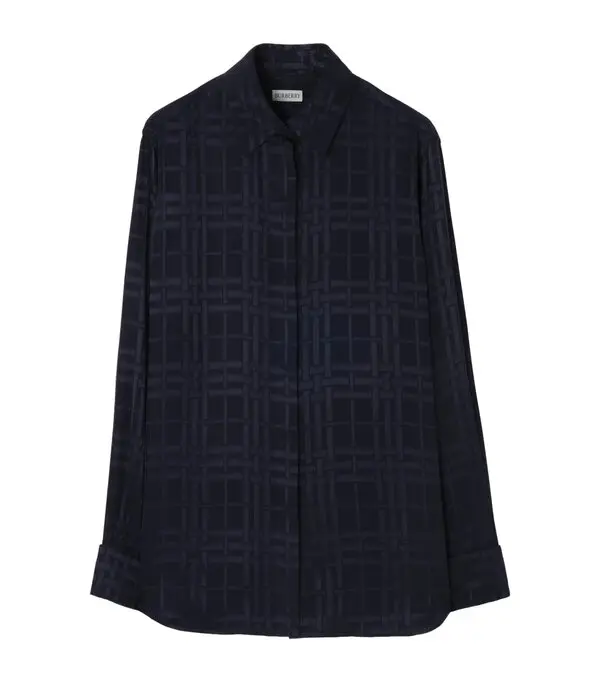 Burberry Silk Check Shirt - Blue