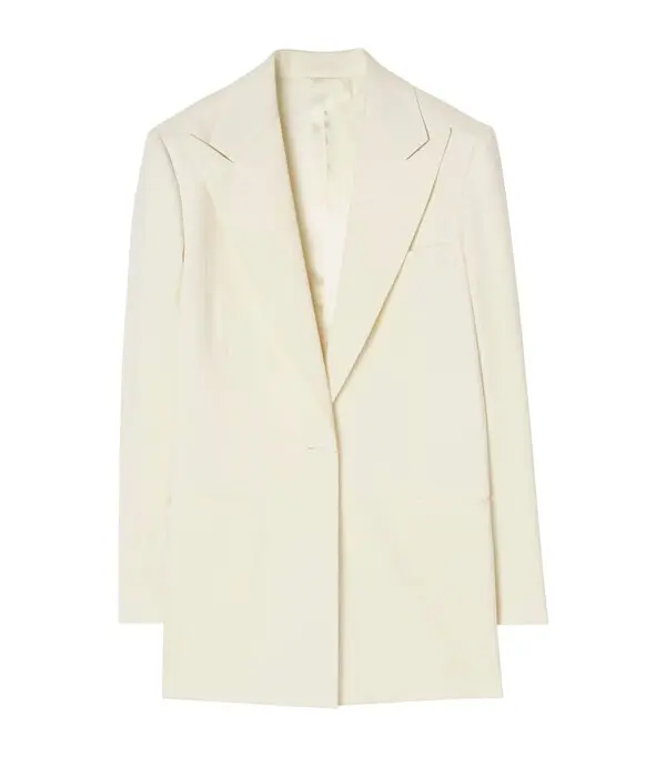 Burberry Wool Grain De Poudre Pinstripe Jacket - White