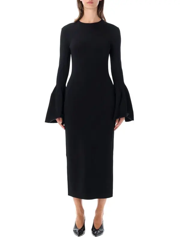 Stella McCartney Long Sleeve Flared Cuff Midi Dress - Nero