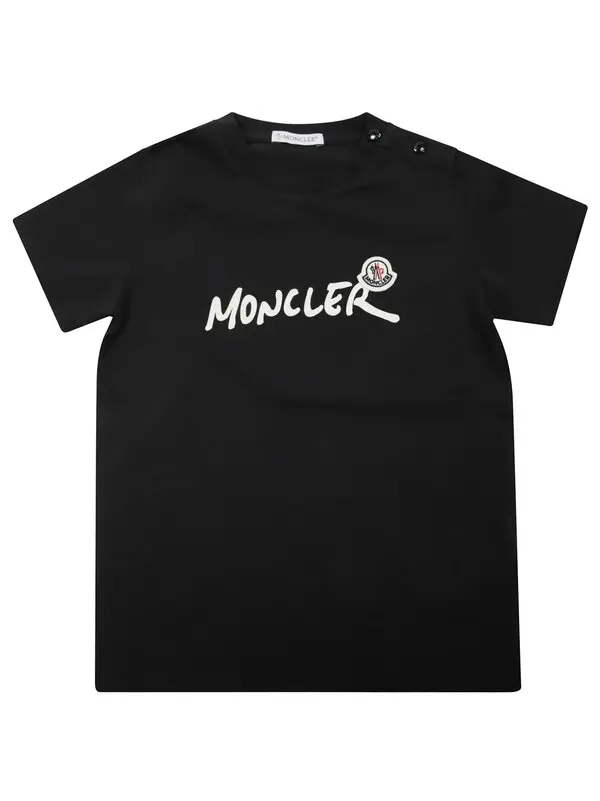 Moncler Embroidered Logo Cotton Long Sleeve T-shirt - Nero