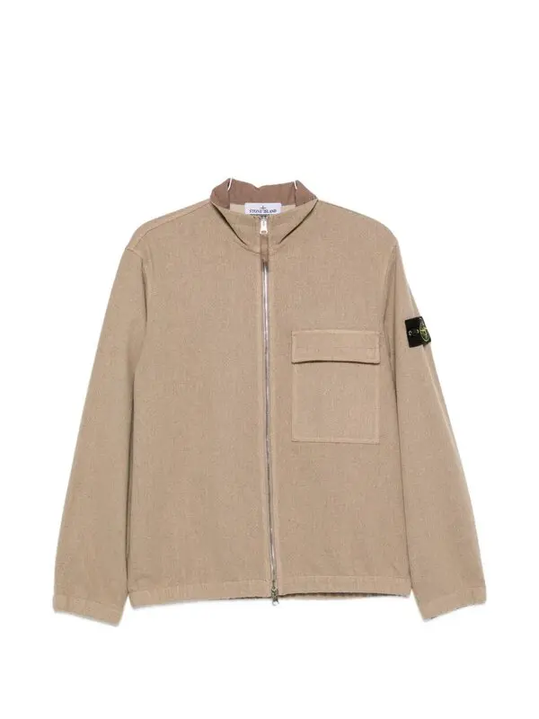 Stone Island Inspired Bellows Chest Pocket Wool Jacket With Flap And Concealed Snaps