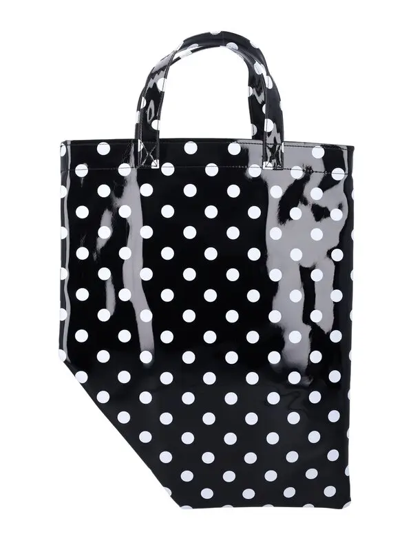 Comme Des Garçons Polka Dot Patent Tote Bag - Nero