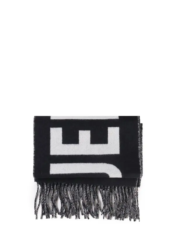 Jacquemus Graphic Wool Fringe Scarf - Black