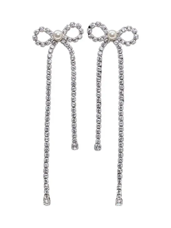 SELF-PORTRAIT Bow Detail Earrings - Silver