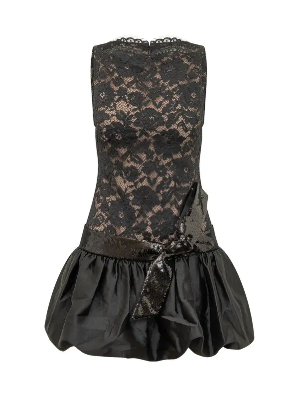 SELF-PORTRAIT Lace Bubble Hem Mini Dress