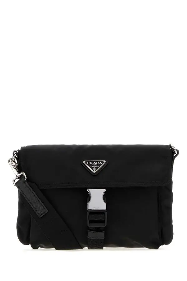 Prada Black Fabric Phone Holder With Adjustable Shoulder Strap, 20 X 15 X 3 Cm