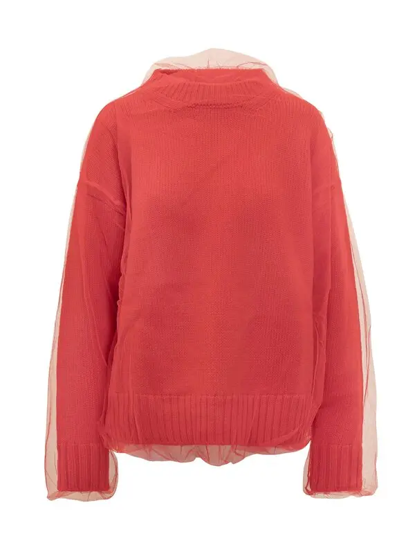 MSGM Chic Cardigan With Tulle Detail