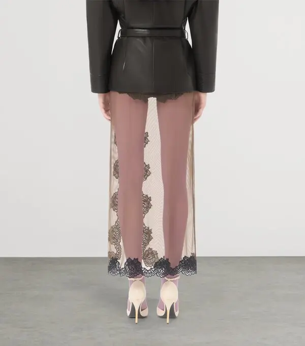 Valentino Garavani Sheer Lace-trim Maxi Skirt