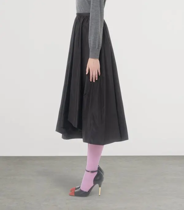 Valentino Garavani Silk Pleated Midi Skirt