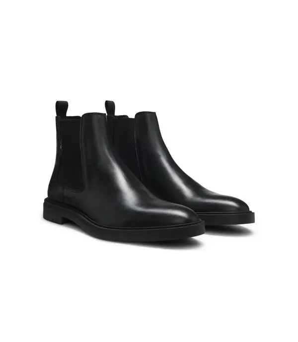 BOSS Polished Leather Chelsea Boots - Black
