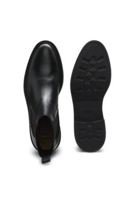 BOSS Polished Leather Chelsea Boots - Black