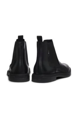 BOSS Polished Leather Chelsea Boots - Black
