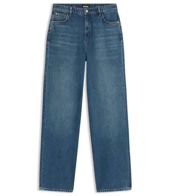 BOSS Boyfriend-fit Jeans In Indigo Cotton Blend